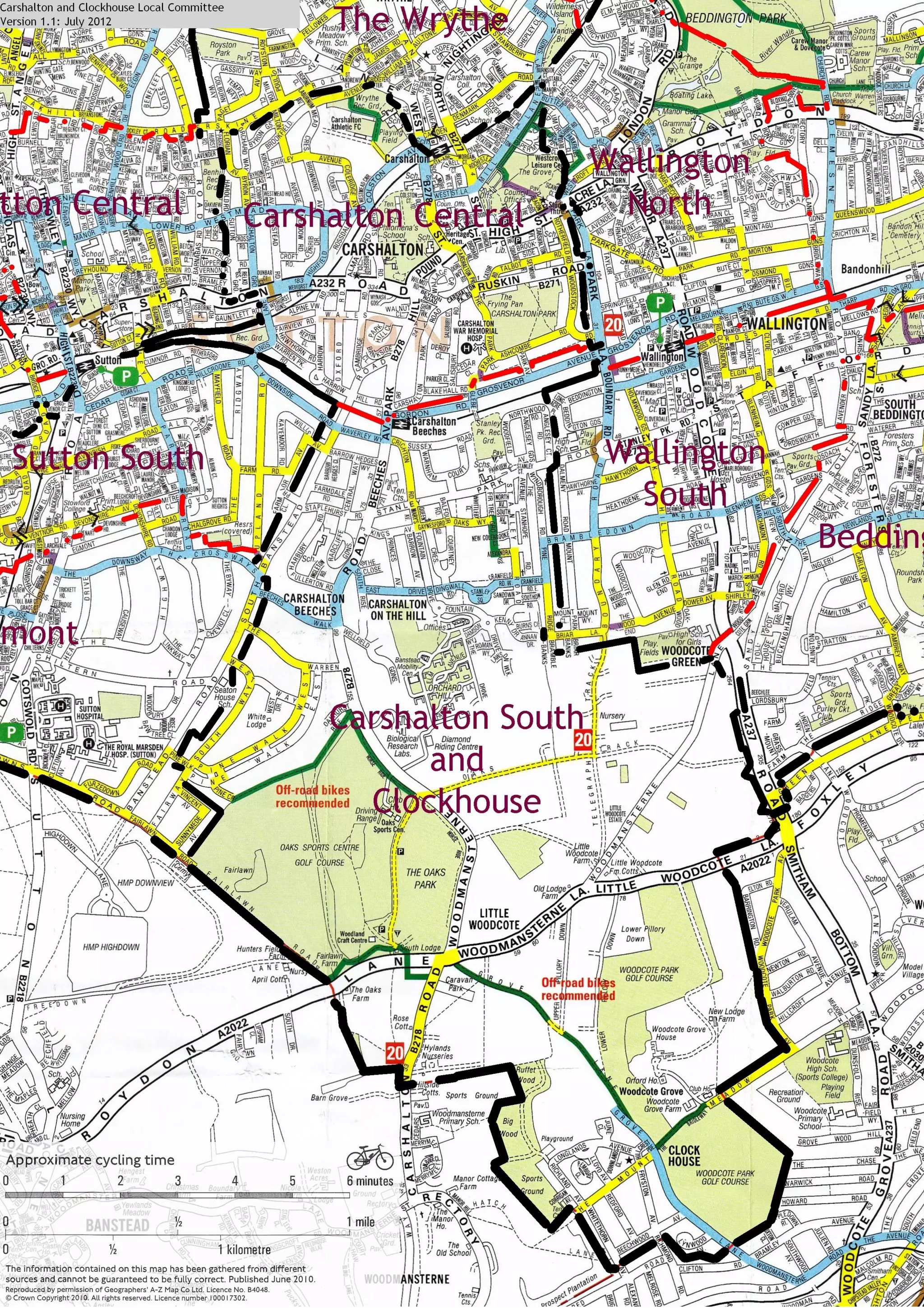 Map: Cycling in the Carshalton and Clockhouse Local Committee area | PDF