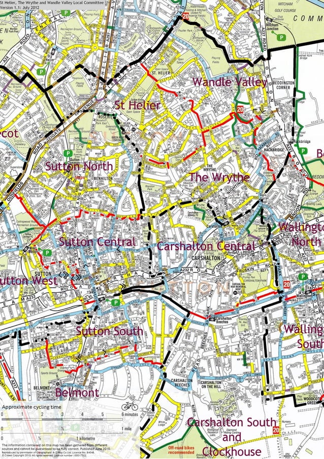 Map: Cycling in the St Helier, The Wrythe and Wandle Valley Local ...