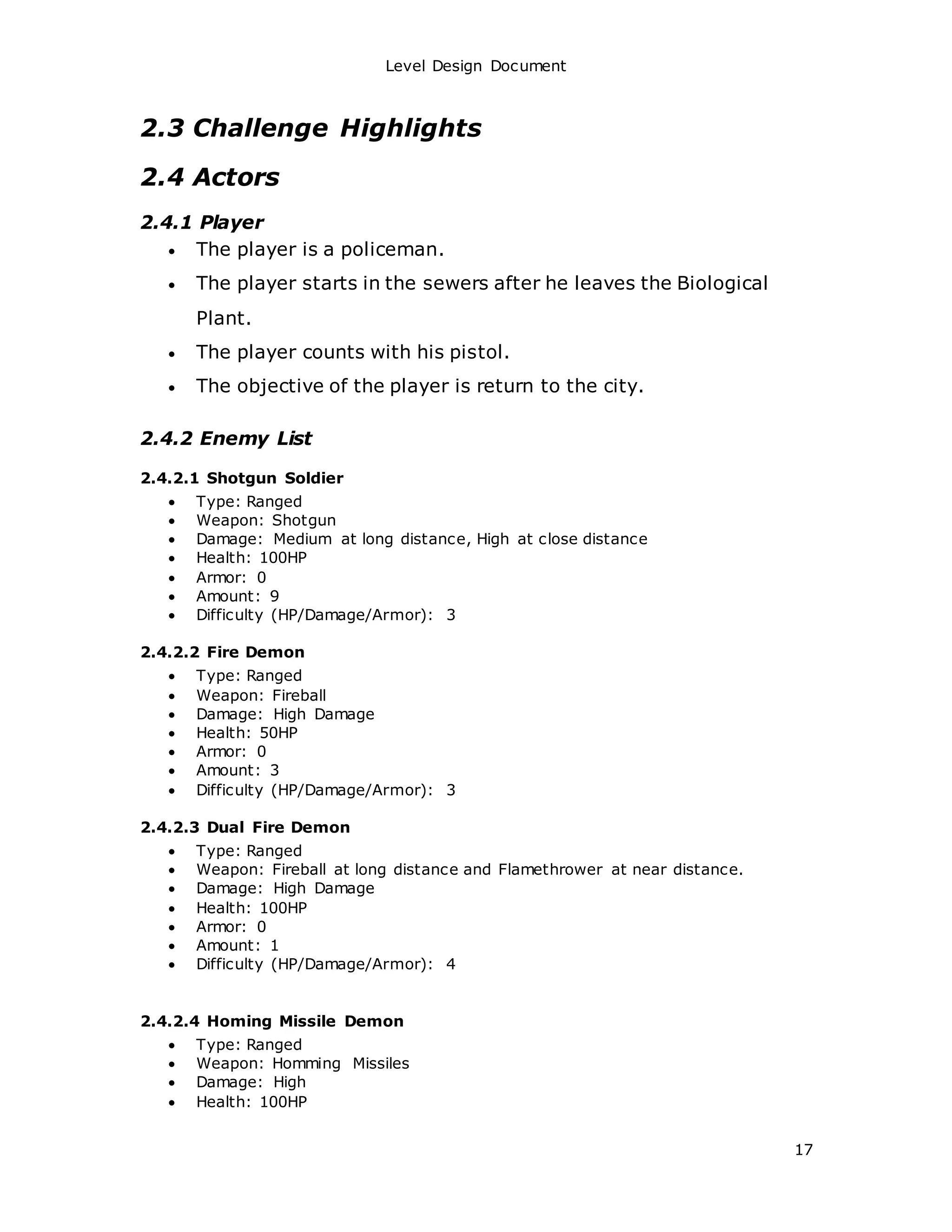 Sewers Map Level Design Document | DOCX