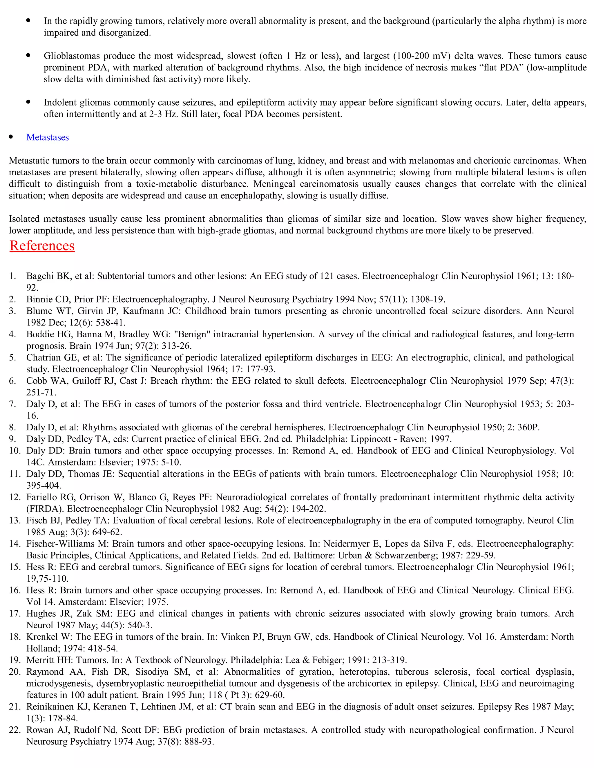Issues In Brainmapping Eeg In Brain Tumors Pdf Brain And Nervous System Disorders