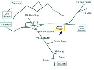 Map to Makiling Conference Center in Laguna | PPT