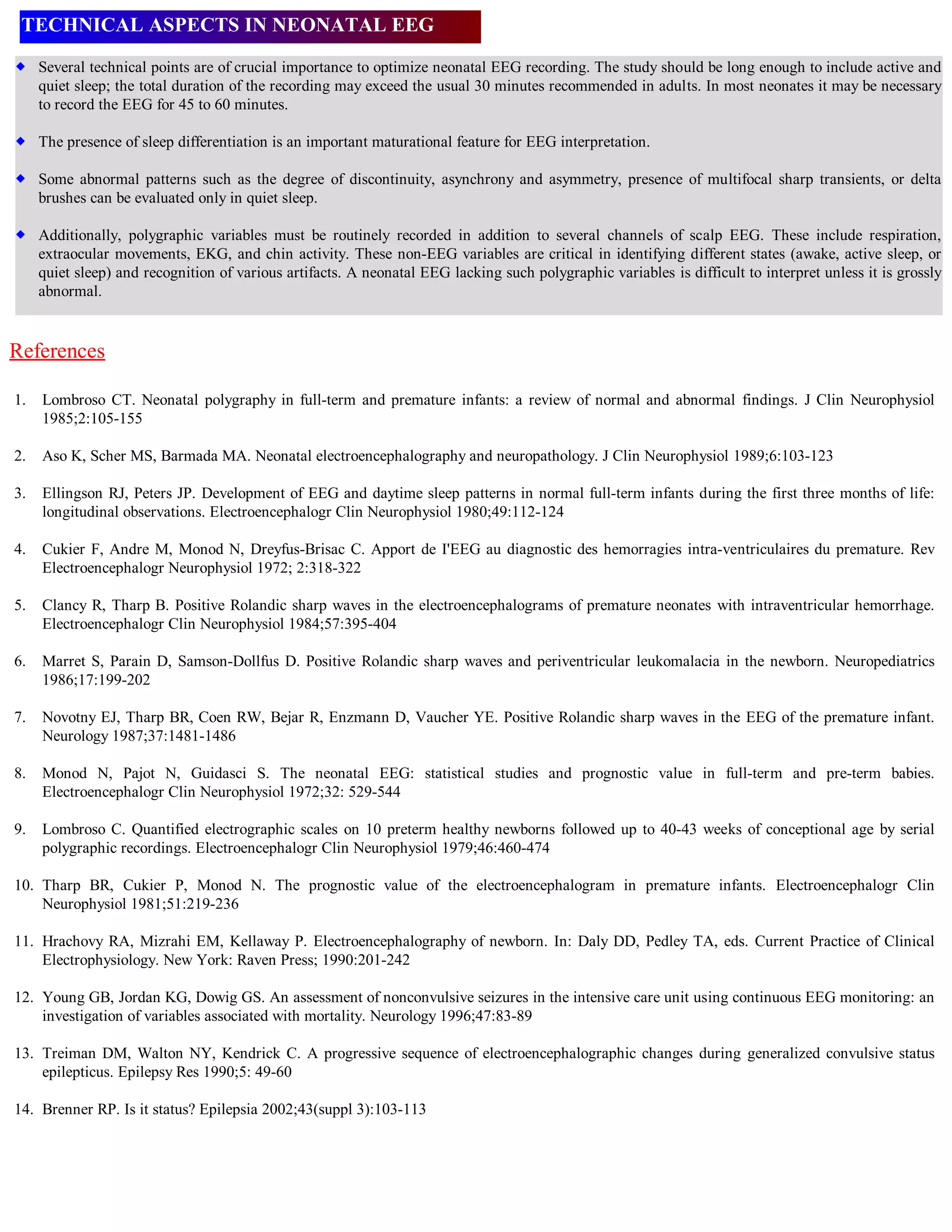 Issues In Brainmapping Neonatal Eeg Pdf