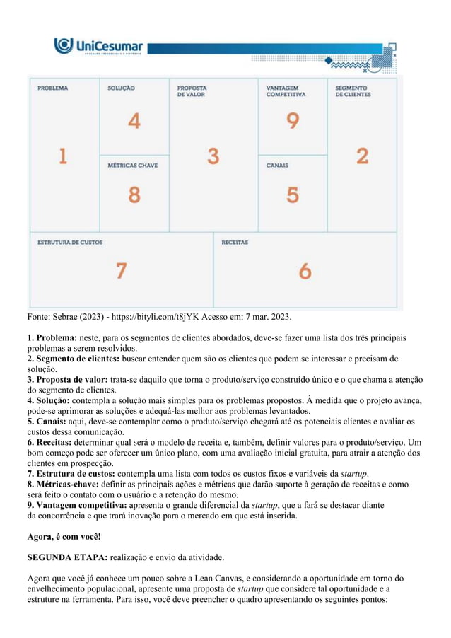 Questão 1 • Olá, estudante! Chegou o momento de realizarmos a nossa ...