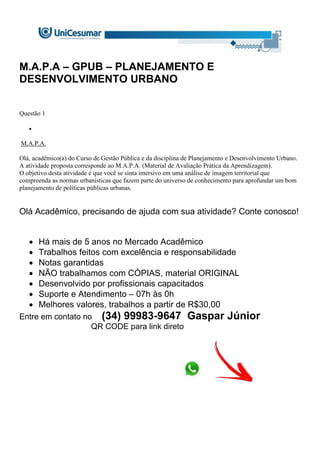 MAPA - GPUB - PLANEJAMENTO E DESENVOLVIMENTO URBANO.docx