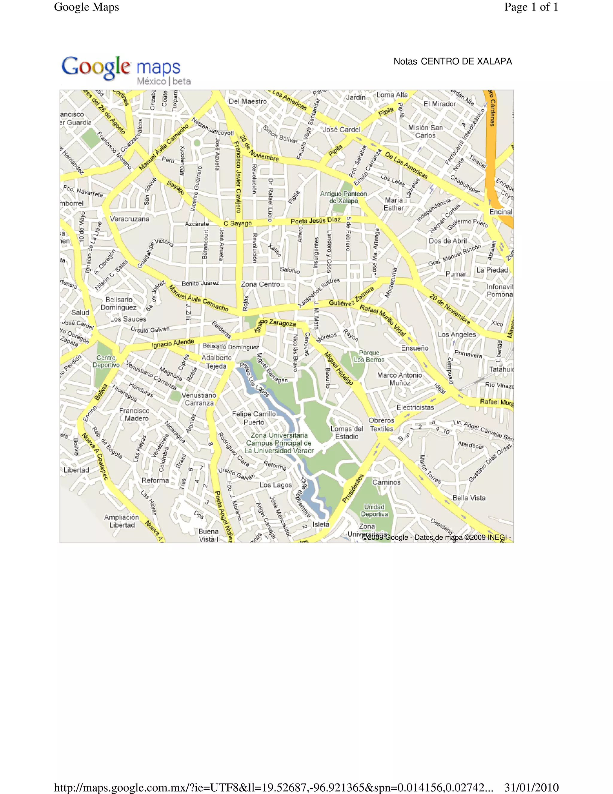 Mapa Centro De Xalapa Ver | PDF