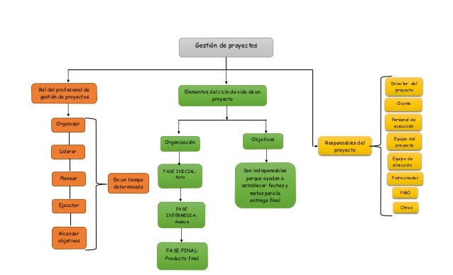 Mapa conceptual de gestion de proyecto