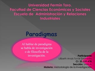 Mapa conceptual tipos de paradigma Lilibeth Tovar | PPTX