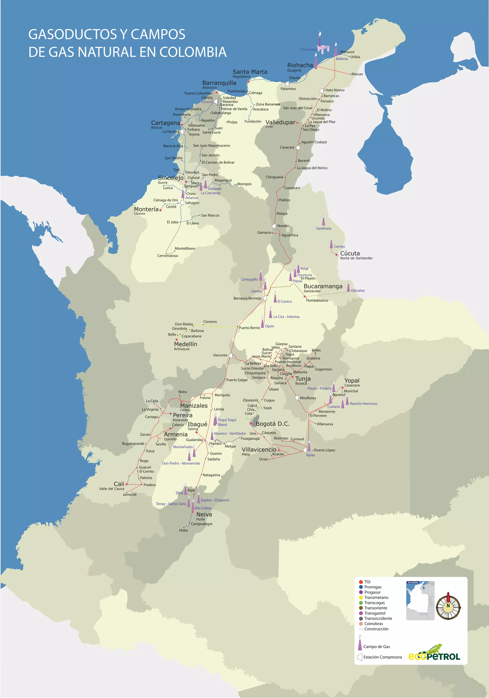 Cesar Barros Mapa de gasoductos y campos de gas Colombia | PDF