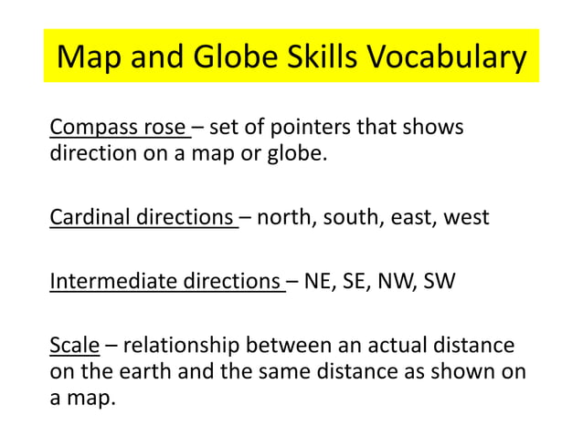 Map and globe skills - vocabulary | PPT