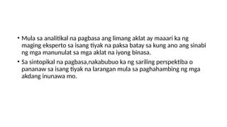 SECOND SEM Lesson 1 (Mapanuring Pagbasa) | PPTX