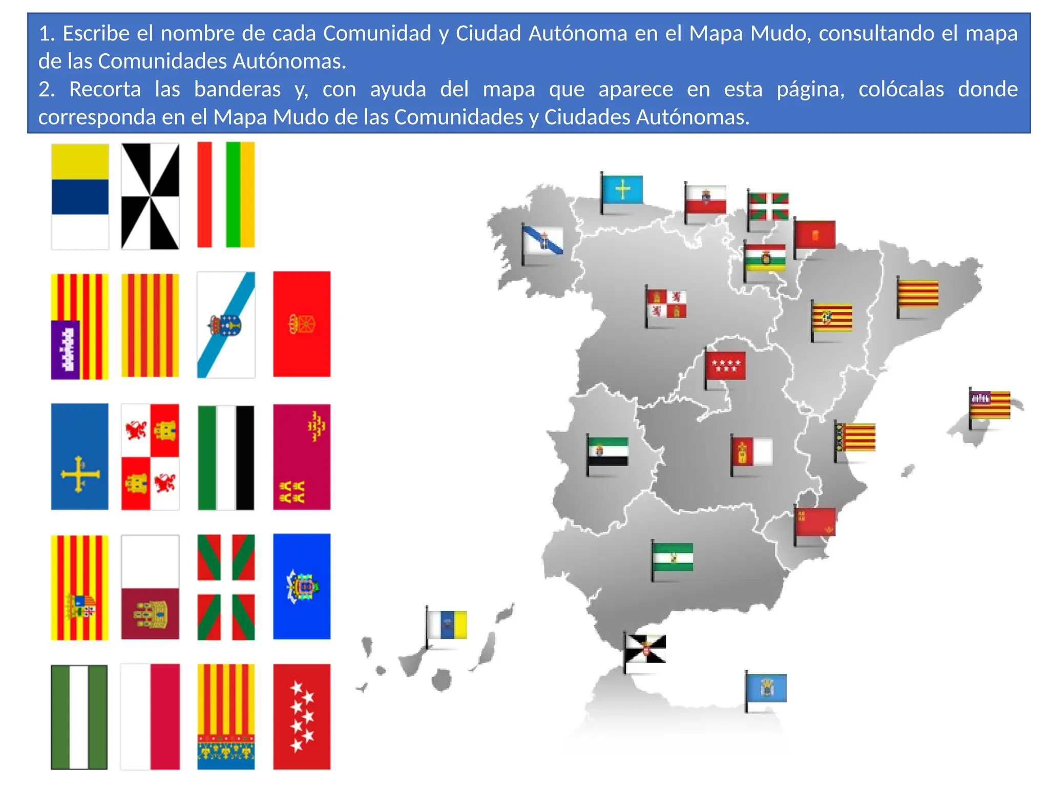 Mapas de las Comunidades Autónomas y Banderas. PRIMARIA | PPTX
