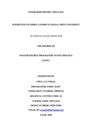 IGNOU Sample Internship File for MPCE015 | PDF