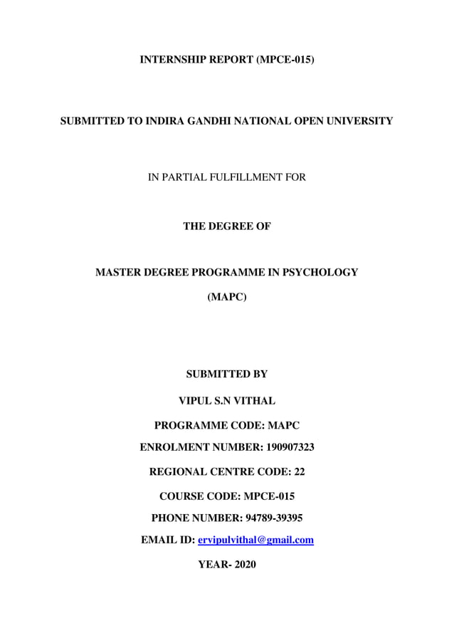 IGNOU Sample Internship File for MPCE015 | PDF