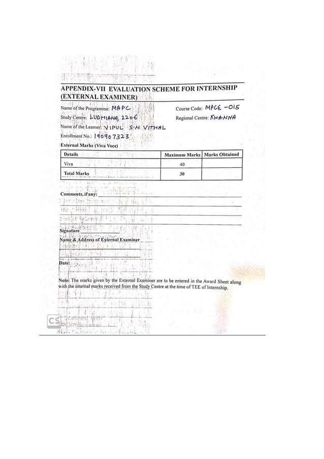 IGNOU Sample Internship File for MPCE015 | PDF