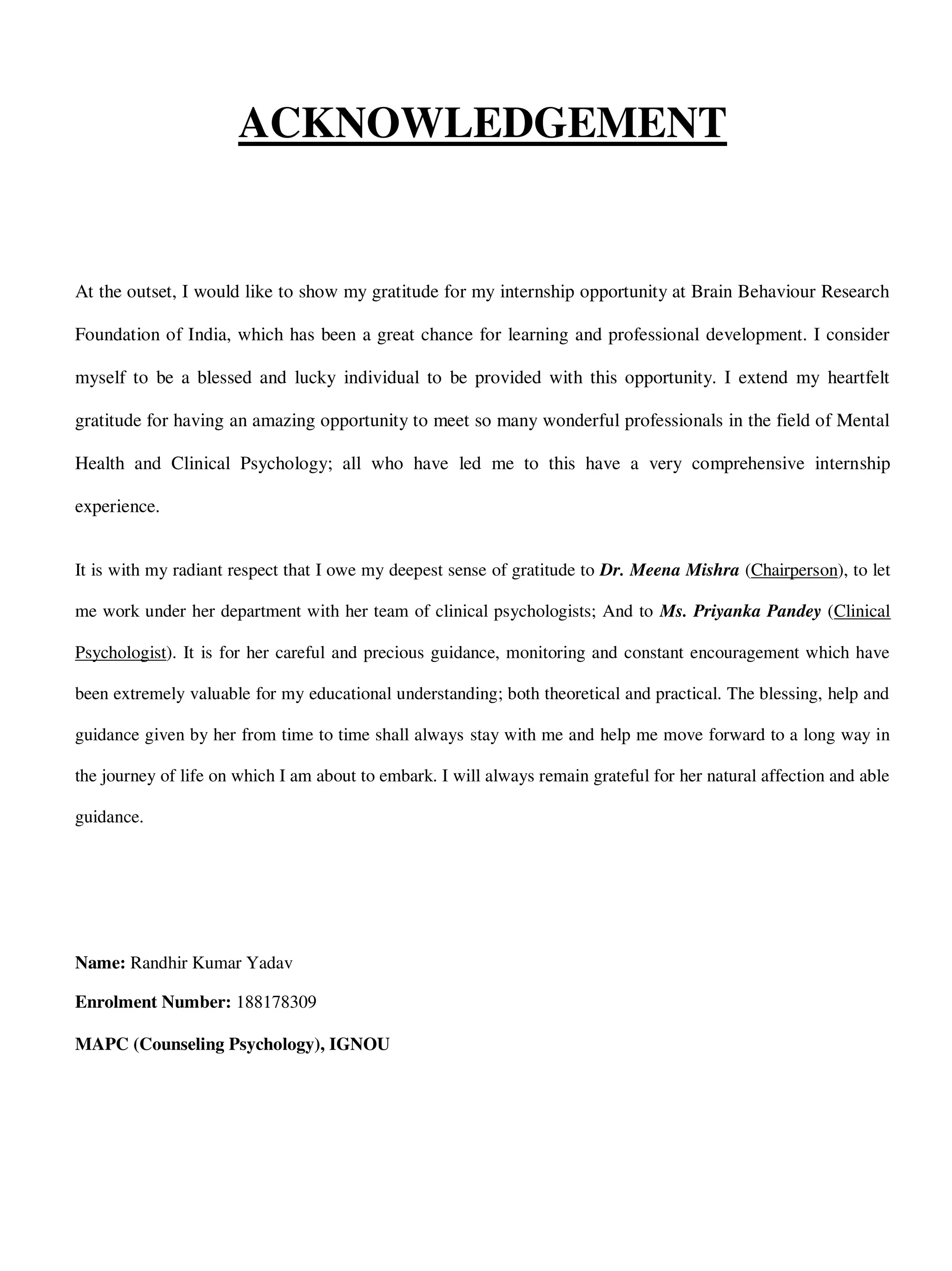 IGNOU Sample Internship File for MPCE025 | PDF