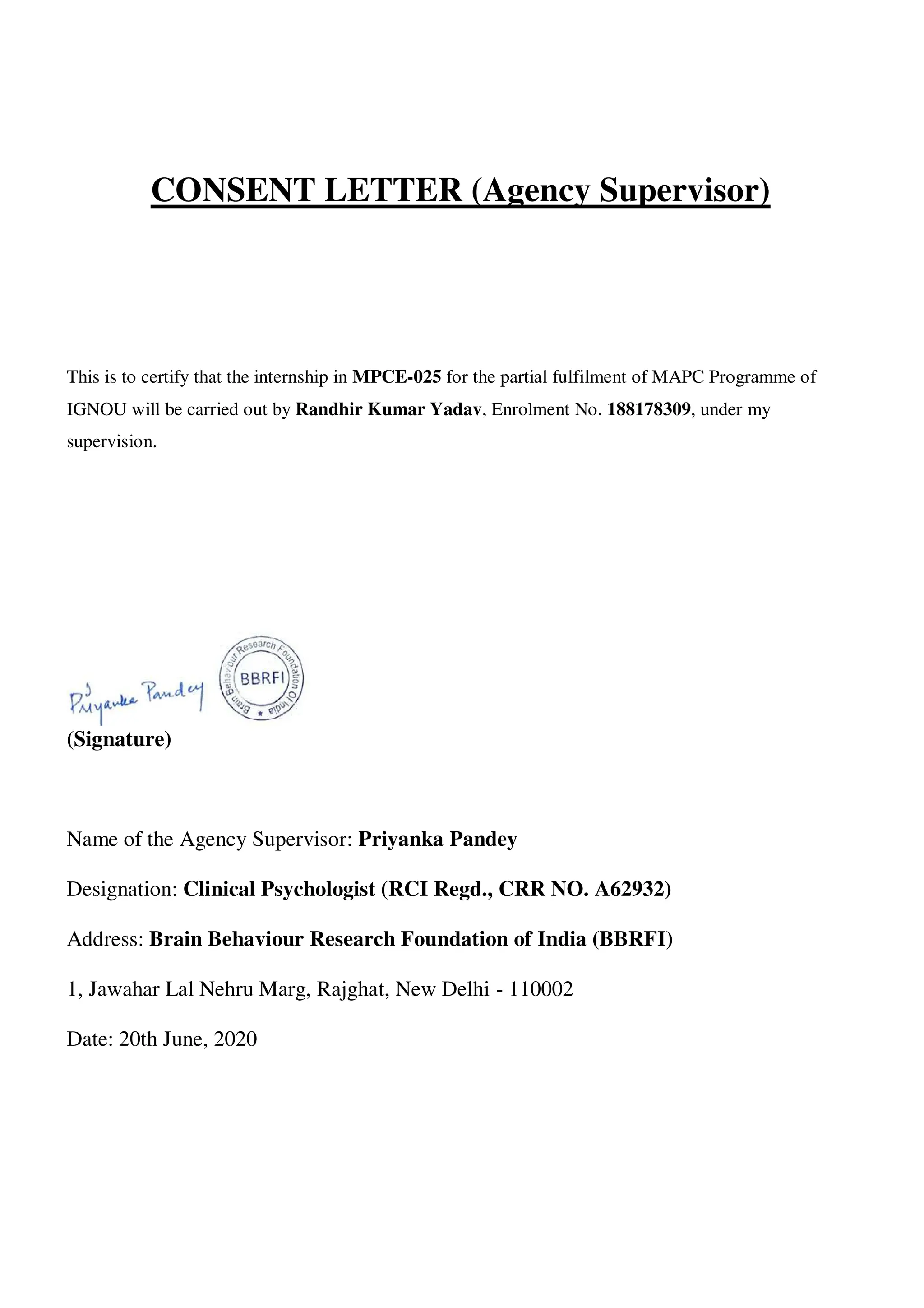 IGNOU Sample Internship File for MPCE025 | PDF