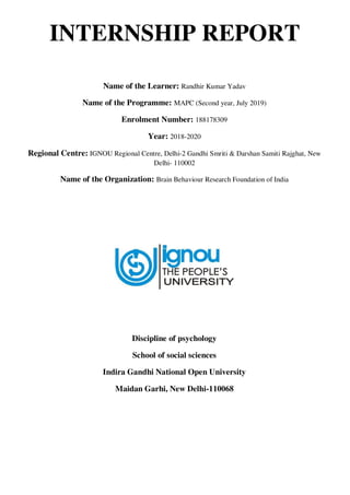 IGNOU Sample Internship File for MPCE025 | PDF