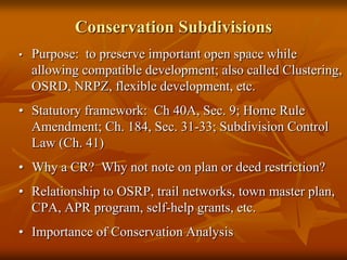 Conservation Restrictions in Conservation Subdivisions | PPT