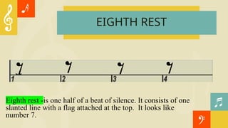 KEY TERMS TO REVIEW in MAPE 6 (notes, rest and time signatures) | PPTX