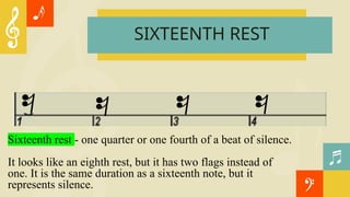 KEY TERMS TO REVIEW in MAPE 6 (notes, rest and time signatures) | PPTX
