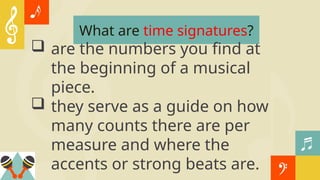 KEY TERMS TO REVIEW in MAPE 6 (notes, rest and time signatures) | PPTX