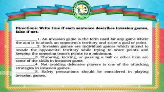 MAPEH - Invasion Games in Different Sports | PDF