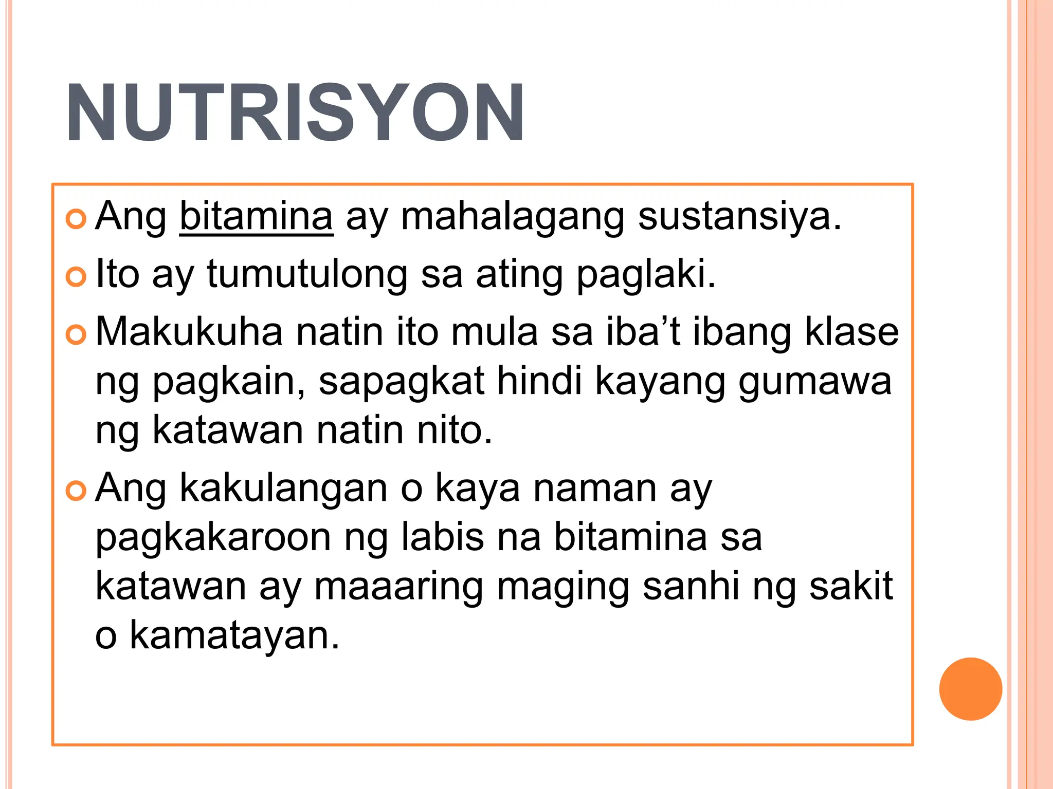 Nutrisyon at Malnutrisyon- MAPEH 3- Health | PPTX