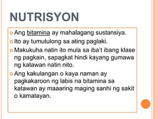 Nutrisyon at Malnutrisyon- MAPEH 3- Health | PPTX