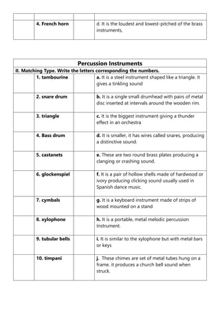 MAPEH 3rd Tri EXAM for those in Grade School | DOCX | Music | Entertainment