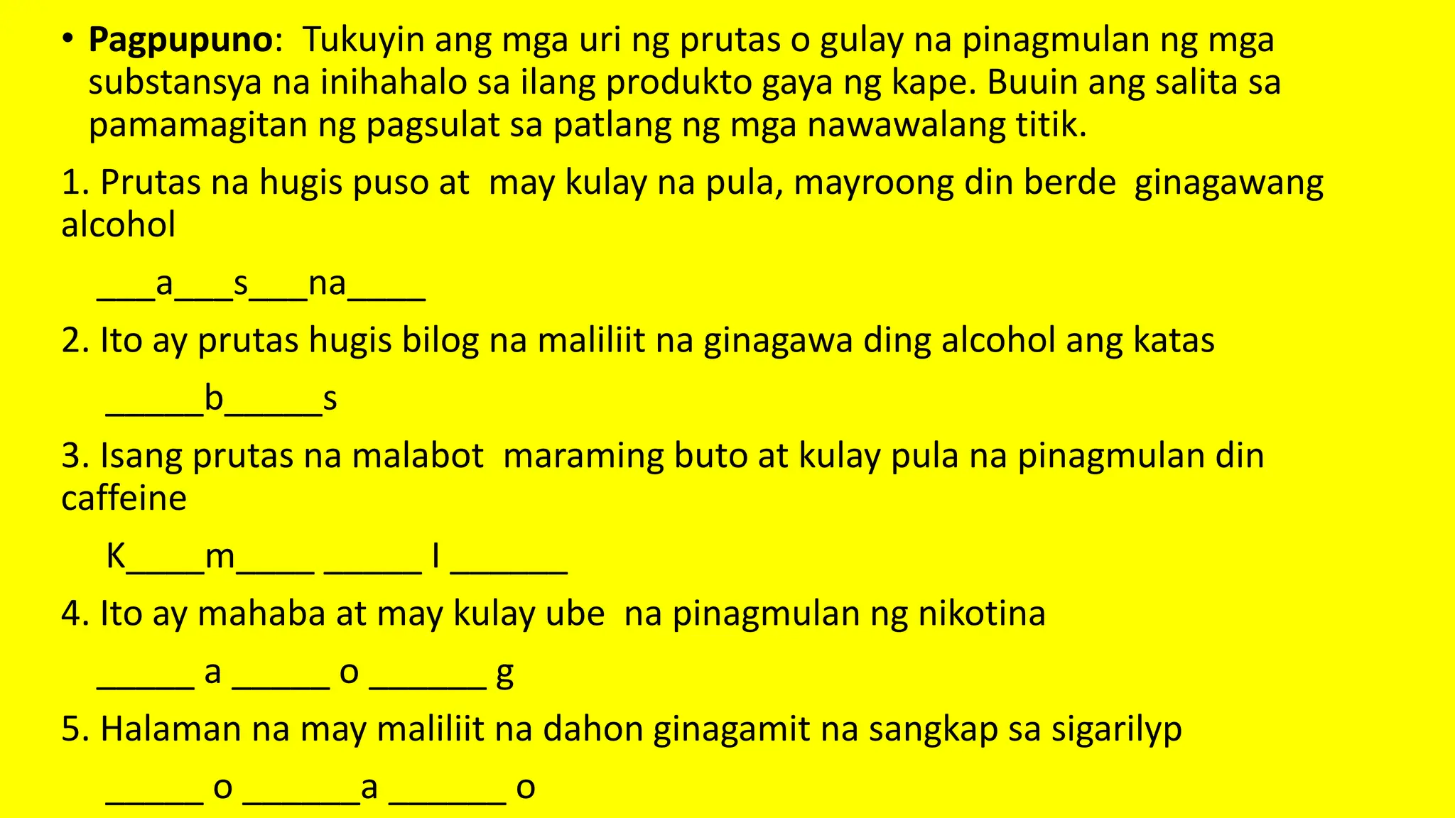 MAPEH 5 - HEALTH PPT Q3 - Aralin 3 - Caffeine, Nikotina At Alcohol.pptx