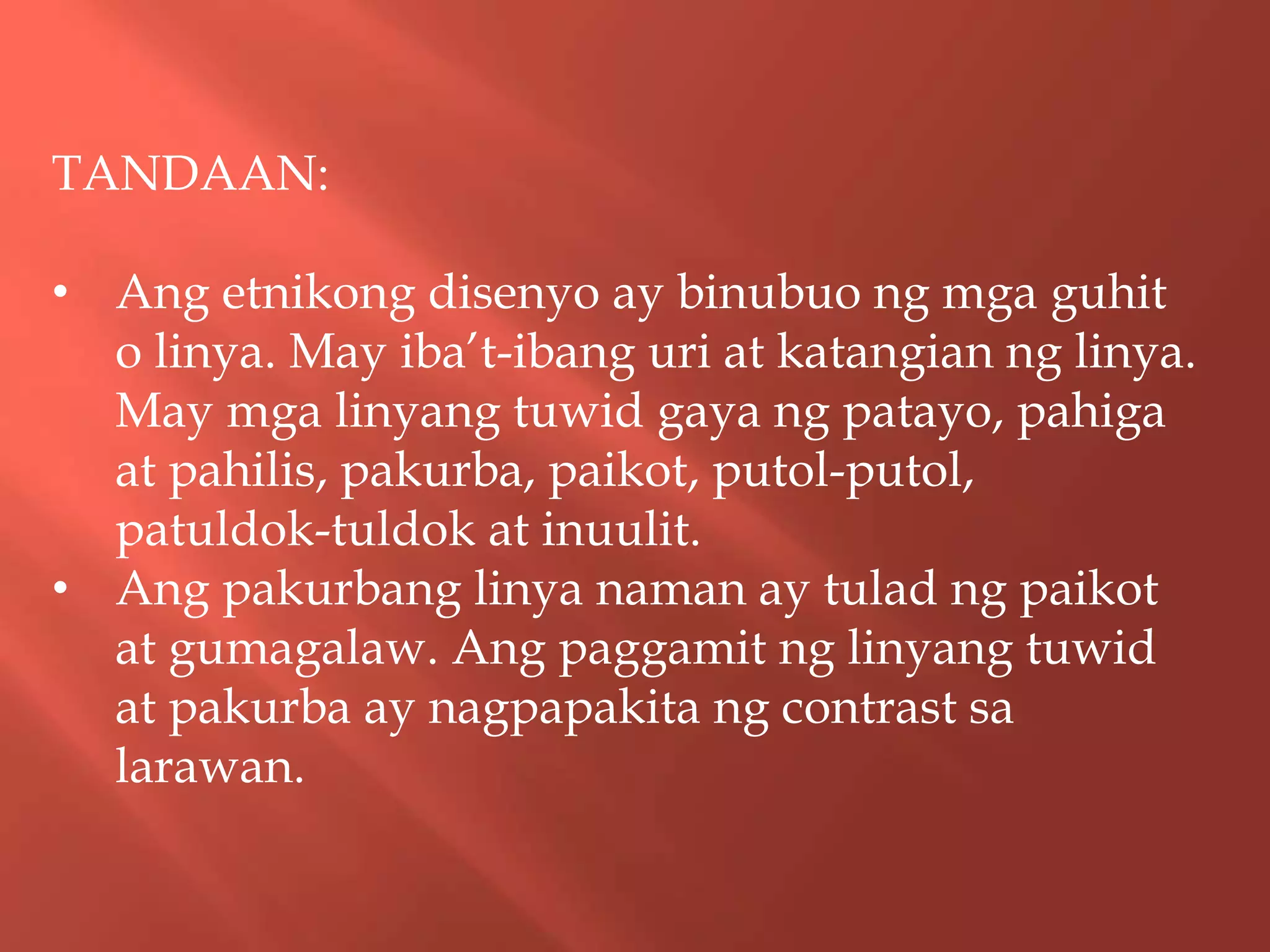 MAPEH 6 PPT Q3 - ARTS - Aralin 2 - Contrast ng Pakurba at Tuwid na ...
