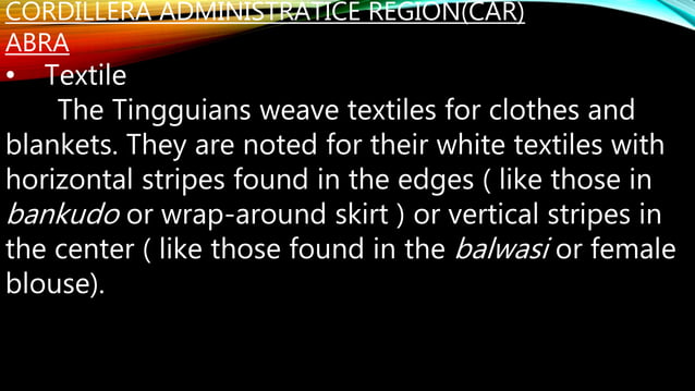 Arts and Crafts of Luzon ( Highlands and Lowlands ) | PPTX
