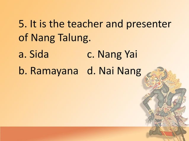 Nang Shadow Puppet - Mapeh Grade 8 Q4 | PDF