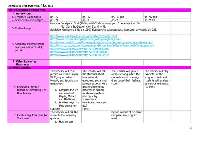 MAPEH GRADE 9 DLL (1).pdf mapeh 9 mapeh 9 | PDF | Classical Music | Music