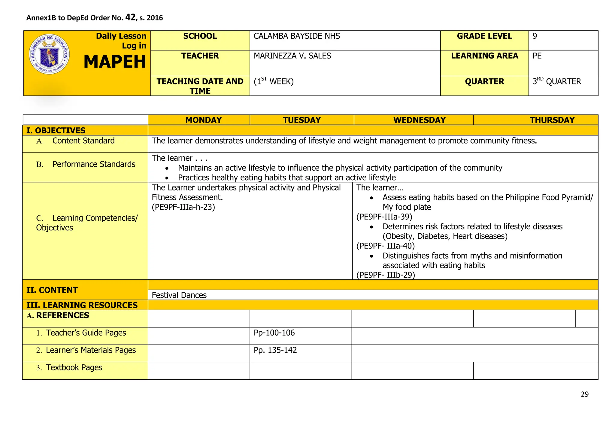 MAPEH GRADE 9 DLL_updated.pdf