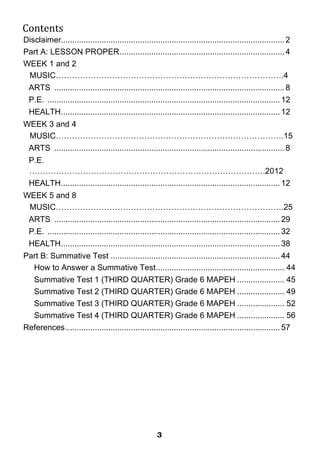 Mapeh hand book third quarter 2021 2022- final | PDF