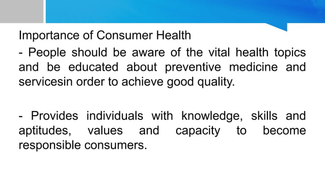 MAPEH Quarter Four, Consumer Health.pptx | Healthcare Industry | Industries