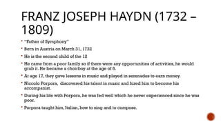 MAPEH 9: LESSON 6 | CLASSICAL COMPOSER HAYDN AND MOZART | PPTX ...