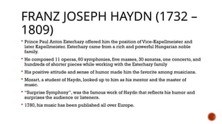 MAPEH 9: LESSON 6 | CLASSICAL COMPOSER HAYDN AND MOZART | PPTX