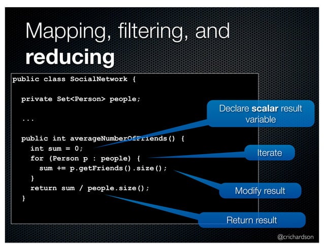 Map, flatmap and reduce are your new best friends (javaone, svcc) | PPT