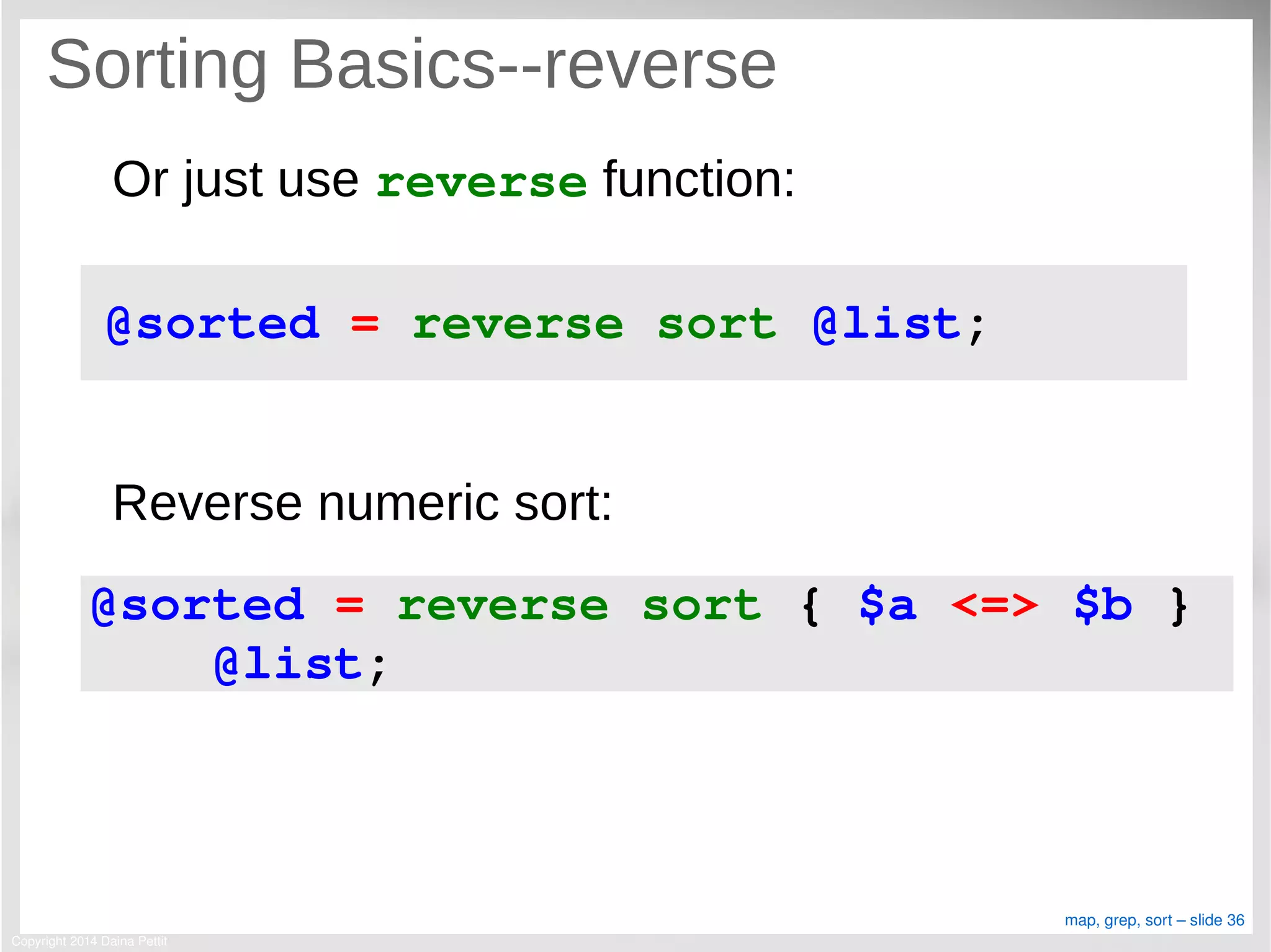 Map Grep Sort Ppt