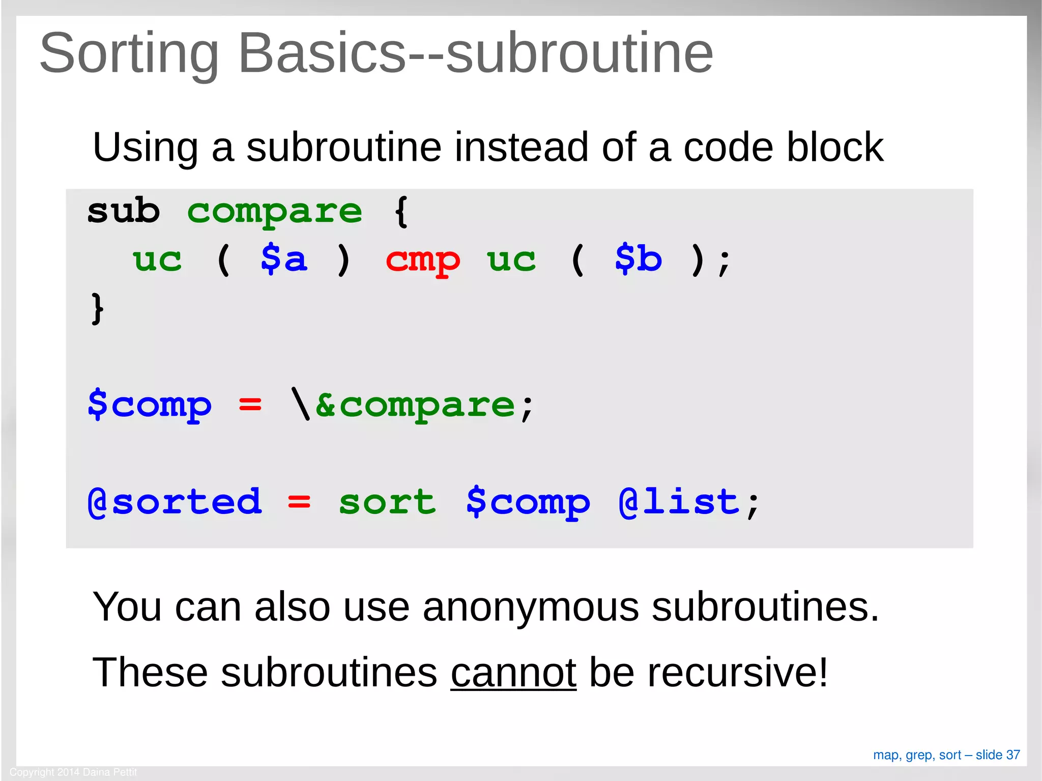 Map Grep Sort Ppt