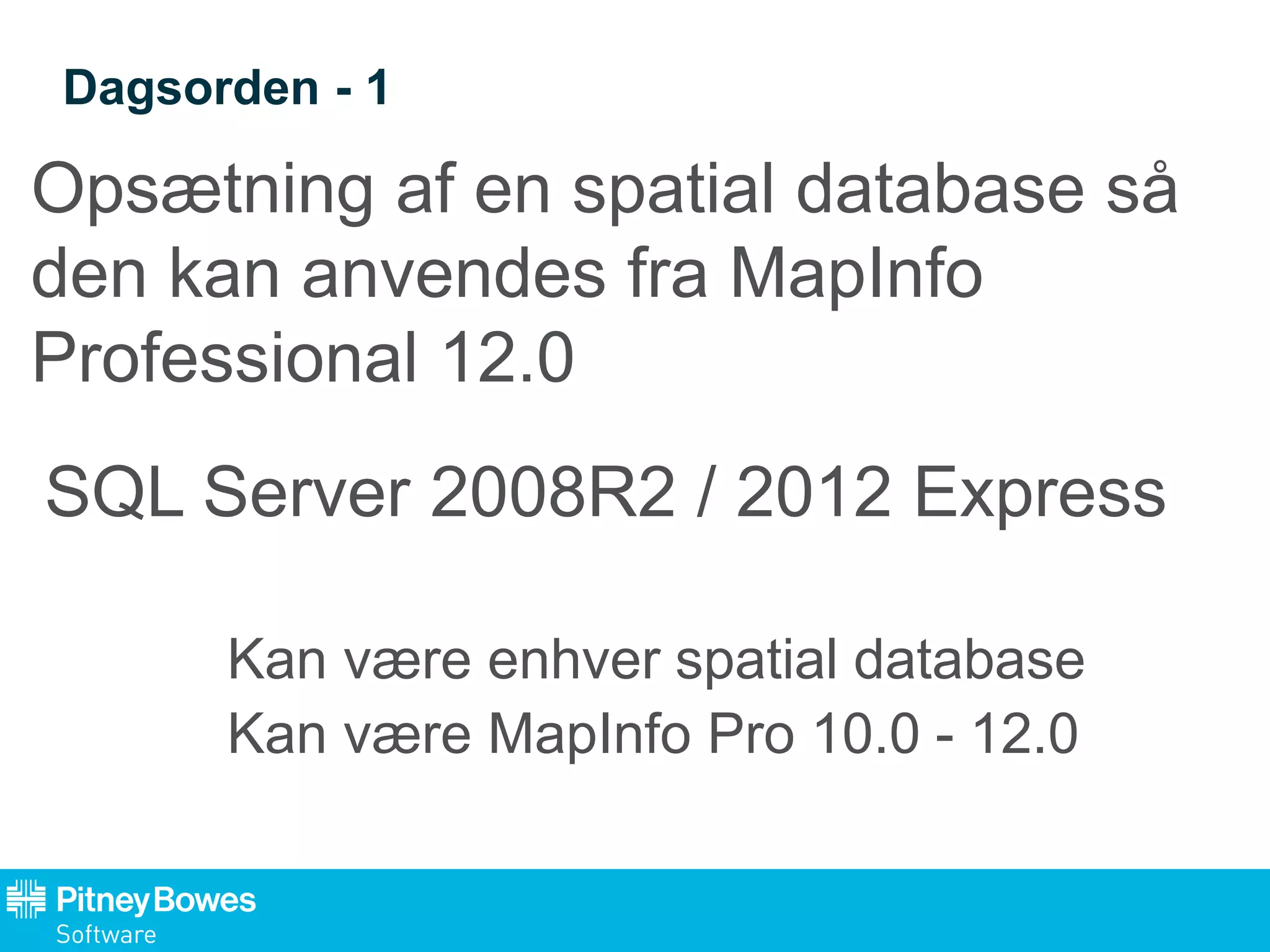 MapInfo Pro og SQL Server - Uden opgaver | PPT