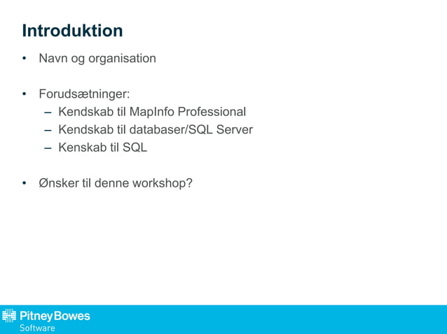 MapInfo Pro og SQL Server - Uden opgaver | PPT