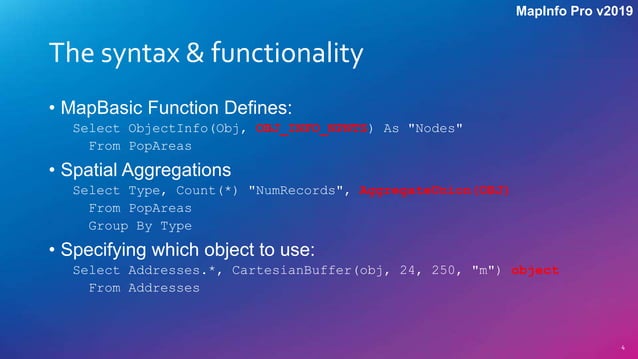 MapInfo Pro v2019: Improving the Way You Query | PPT