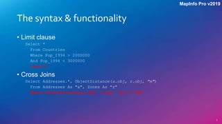 MapInfo Pro v2019: Improving the Way You Query | PPTX
