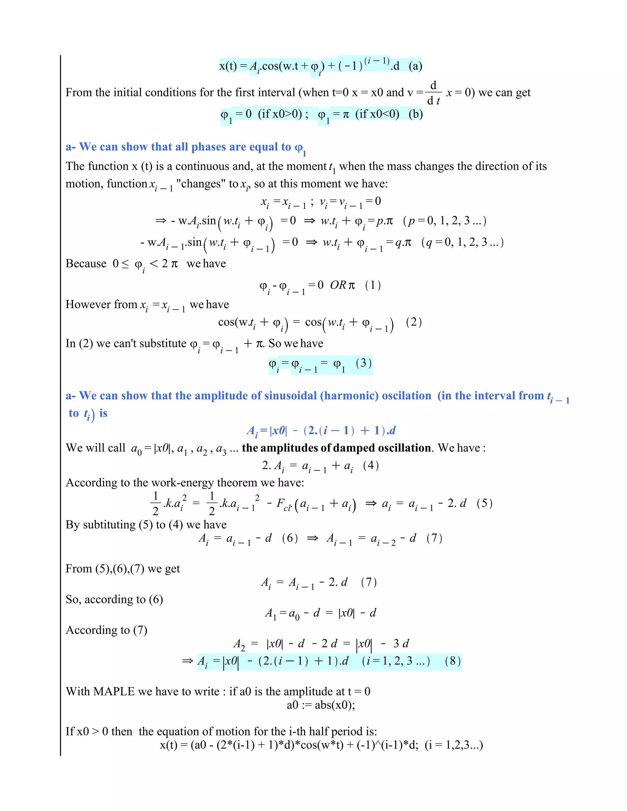 Graph for Coulomb damped oscillation | PDF