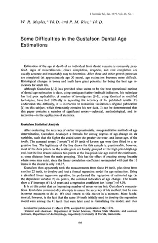 Some Difficulties in the Gustafson Dental Age Estimations | PDF
