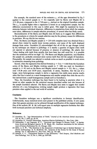 Some Difficulties in the Gustafson Dental Age Estimations | PDF