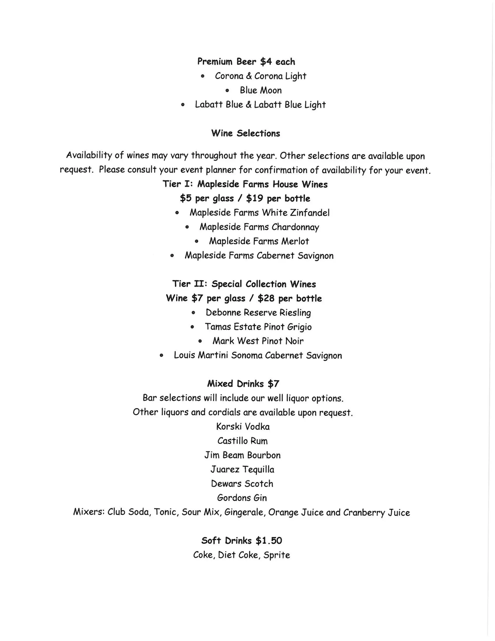 Mapleside farms banquet menus | PDF
